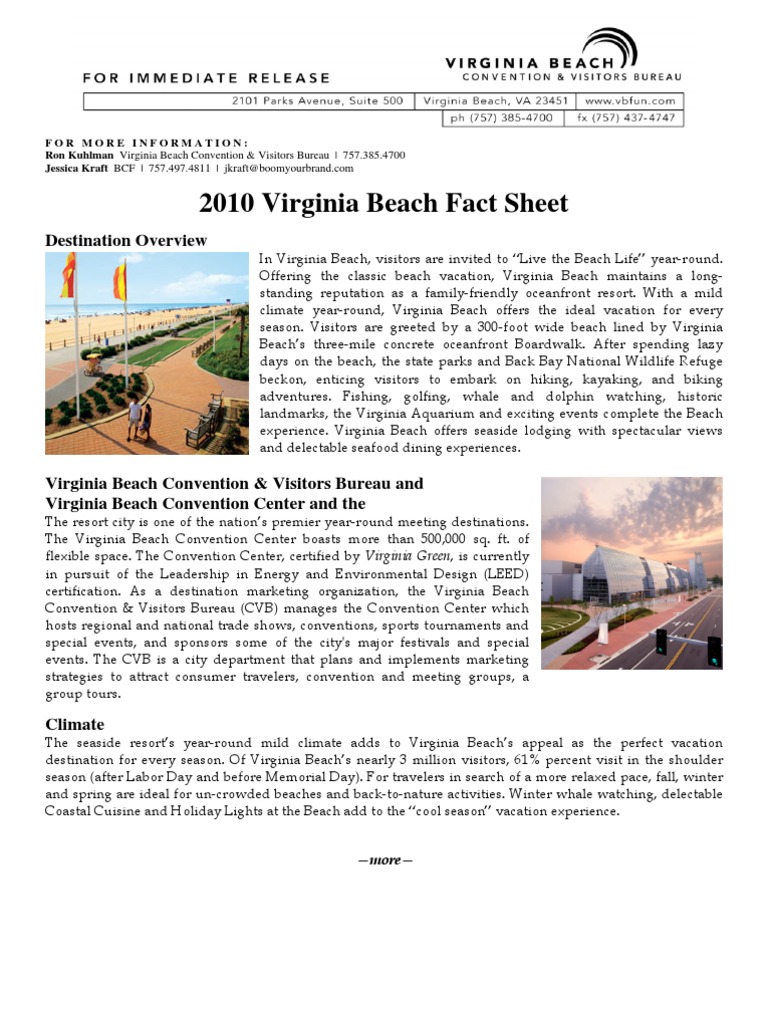 2010 Virginia Beach Fact Sheet: Destination Overview | PDF | Virginia ...