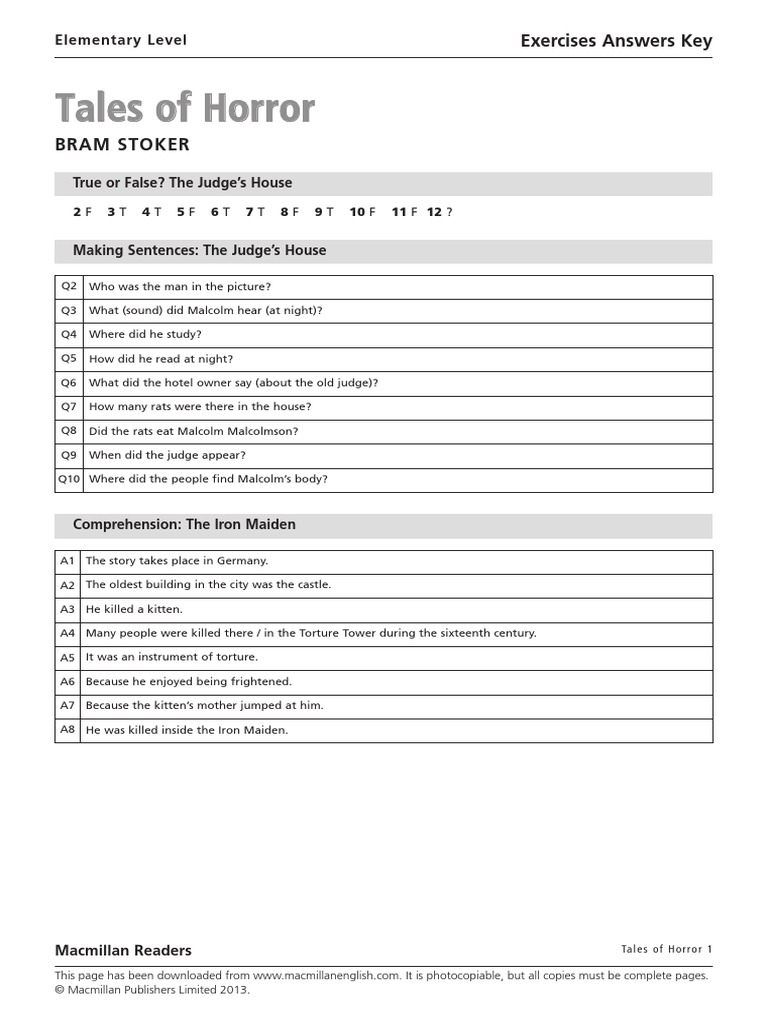 Tta Alle Ess O Off H Ho Orrrro Orr: Exercises Answers Key | PDF