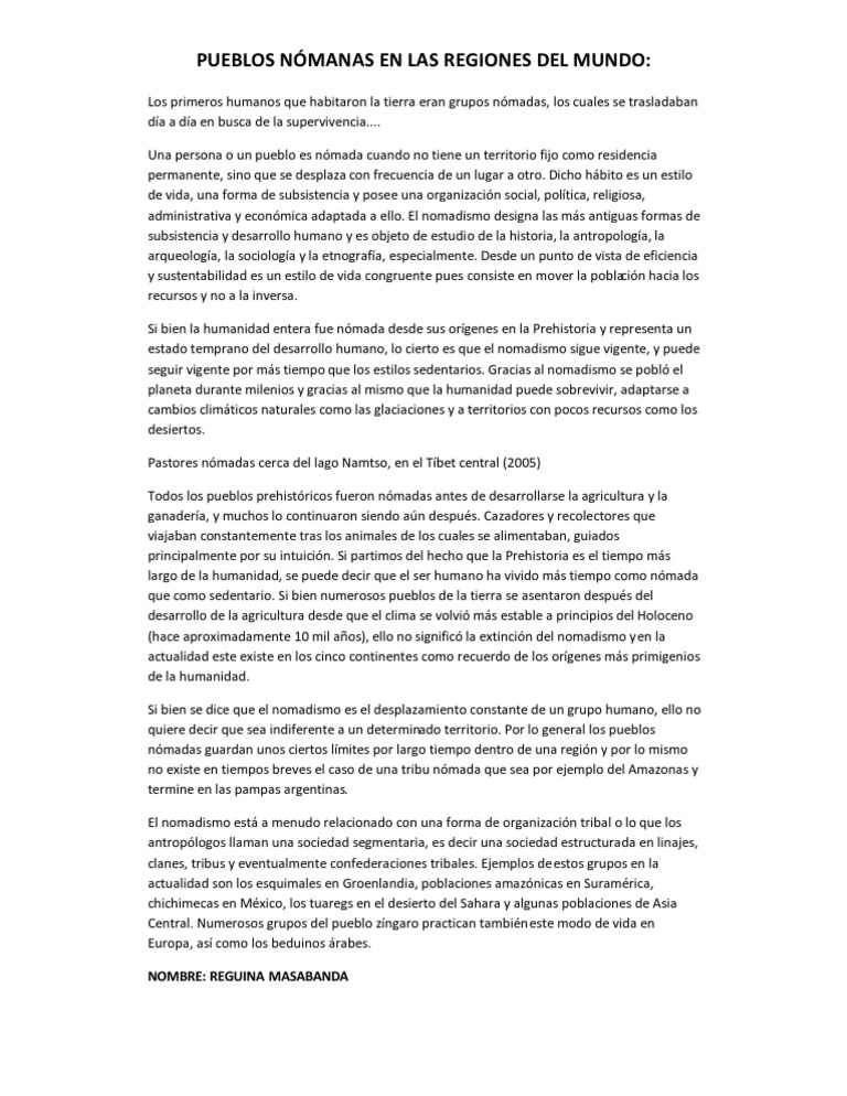 Primeros humanos: vida nómada en la Tierra | PDF | Nómada