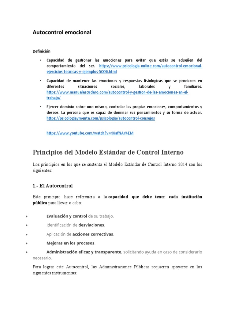 Definición y Ejercicios de Autocontrol | PDF | Las emociones | Aprendizaje