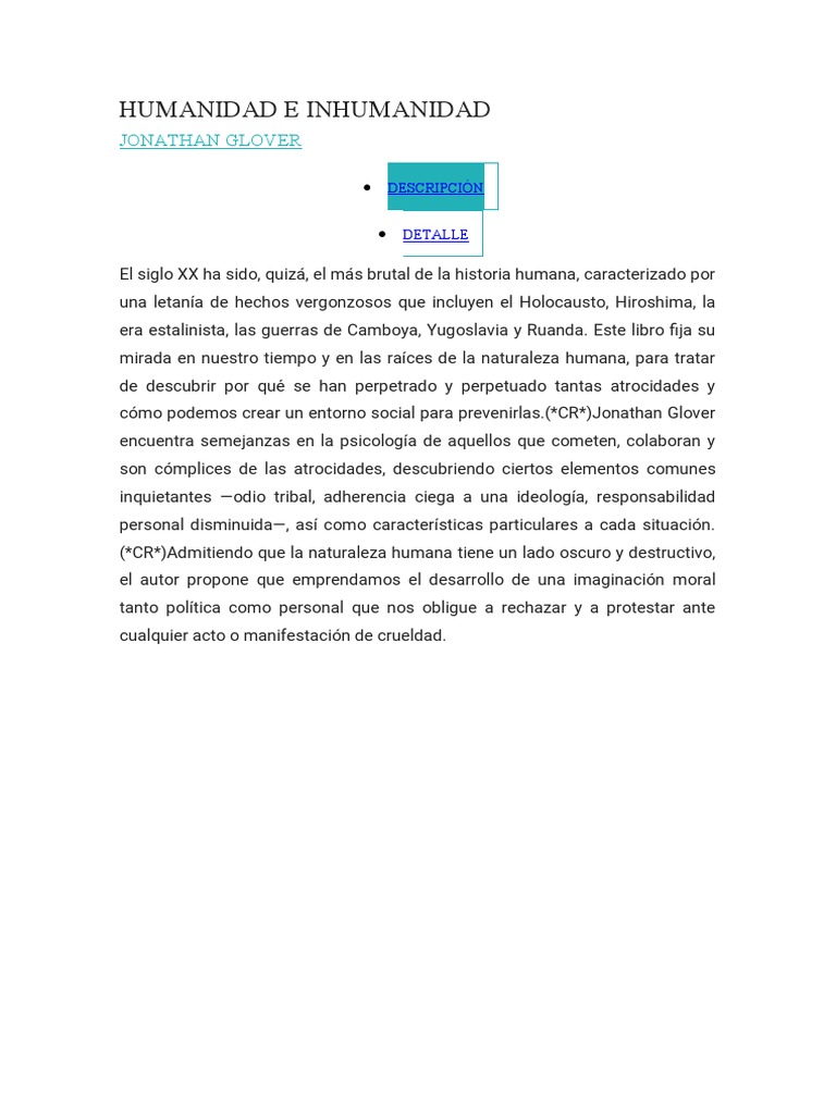 Humanidad e Inhumanidad en el Siglo XX | PDF | Política | Ciencias sociales