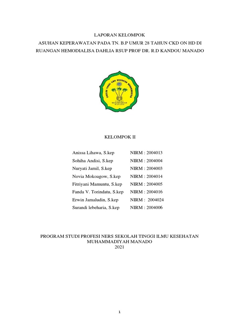 Askep Kelompok Ii Kasus CKD On HD Di Ruangan Hemodialisa Dahlia (KMB I) | PDF