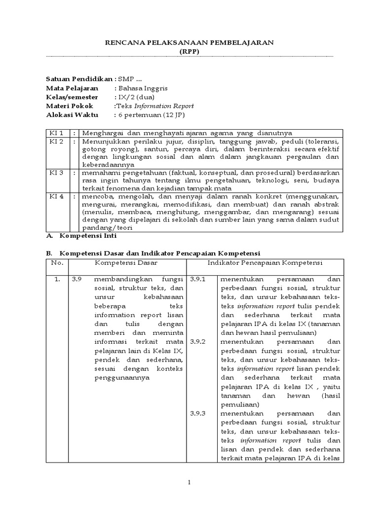 RPP Model PJBL B Inggris | PDF | Kajian Bahasa Asing