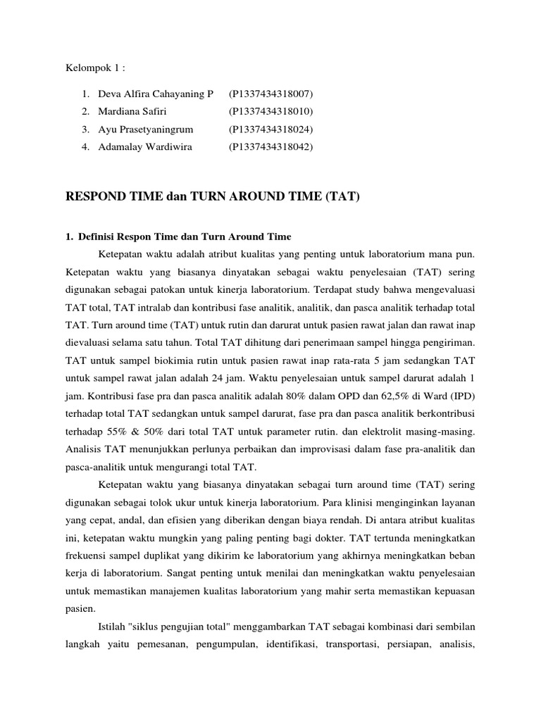 Kelompok 1 TAT DAN RESPON TIME | PDF | Kesehatan Holistik | Sains ...
