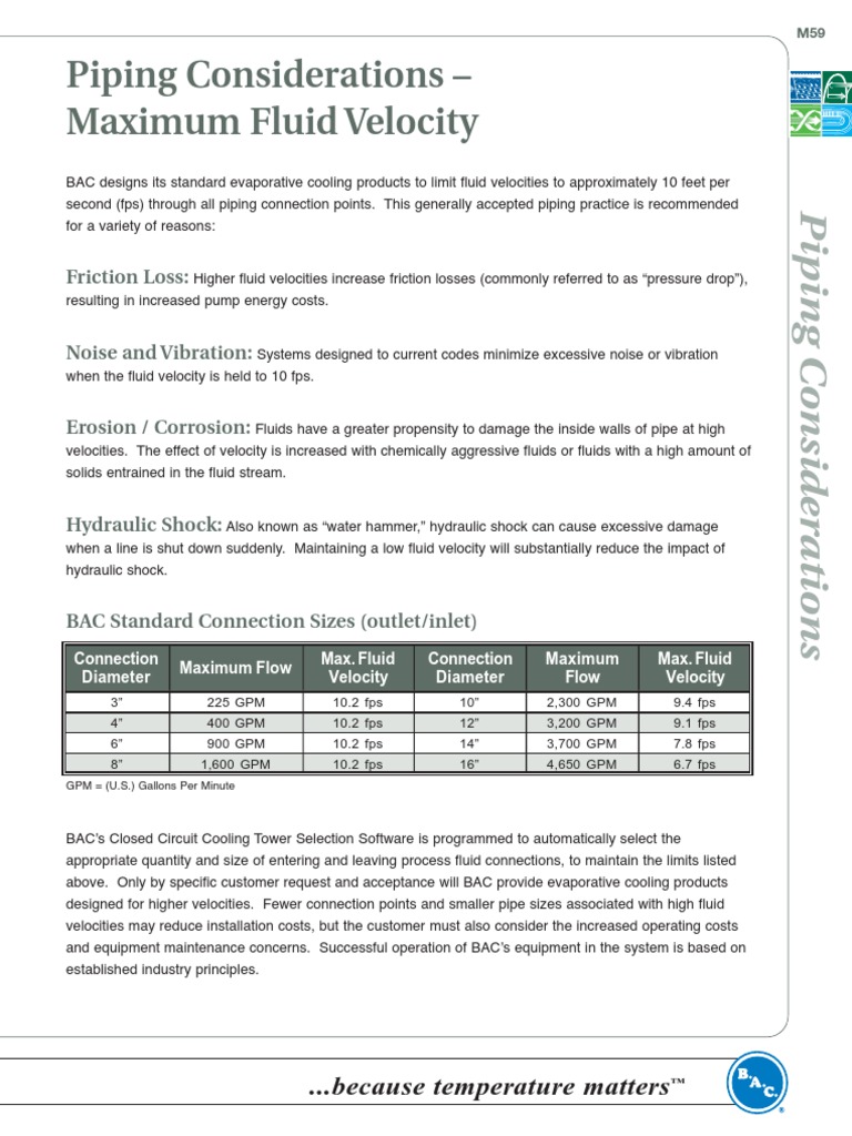 Piping Maximum Fluid Velocity | PDF | Gas Technologies | Liquids