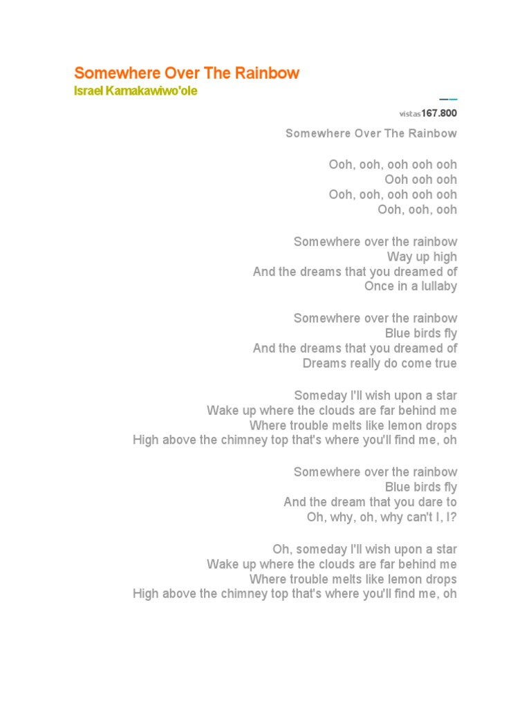 Letra de "Somewhere Over the Rainbow" | PDF