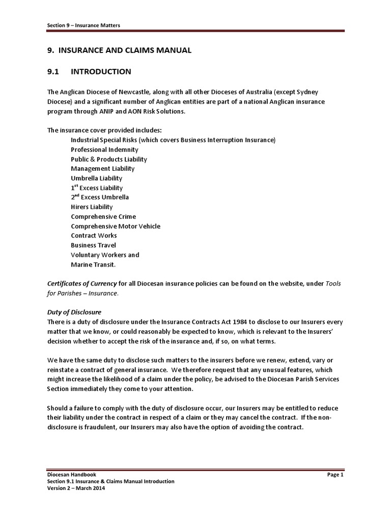 Insurance and Claims Manual 9.1 | PDF | Insurance | Legal Liability