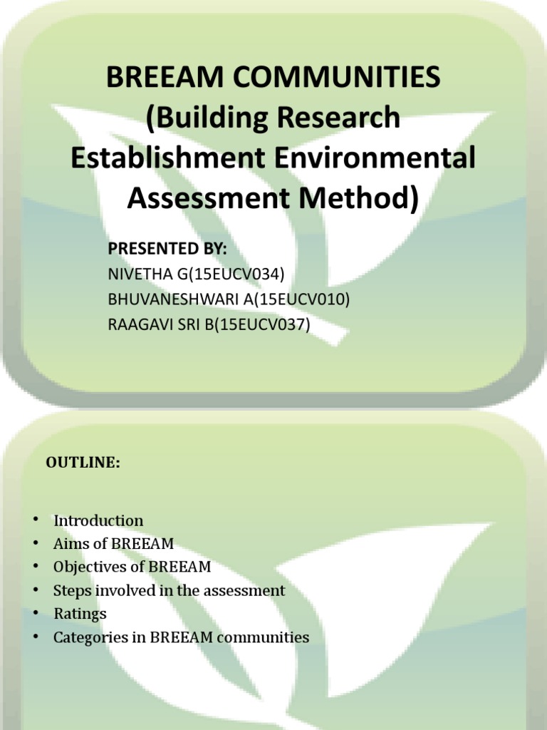 Breeam Communities (Building Research Establishment Environmental ...