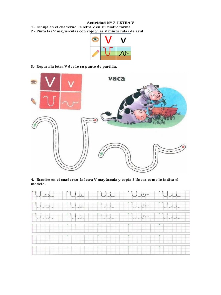 Actividades de Lectoescritura con la Letra V | PDF