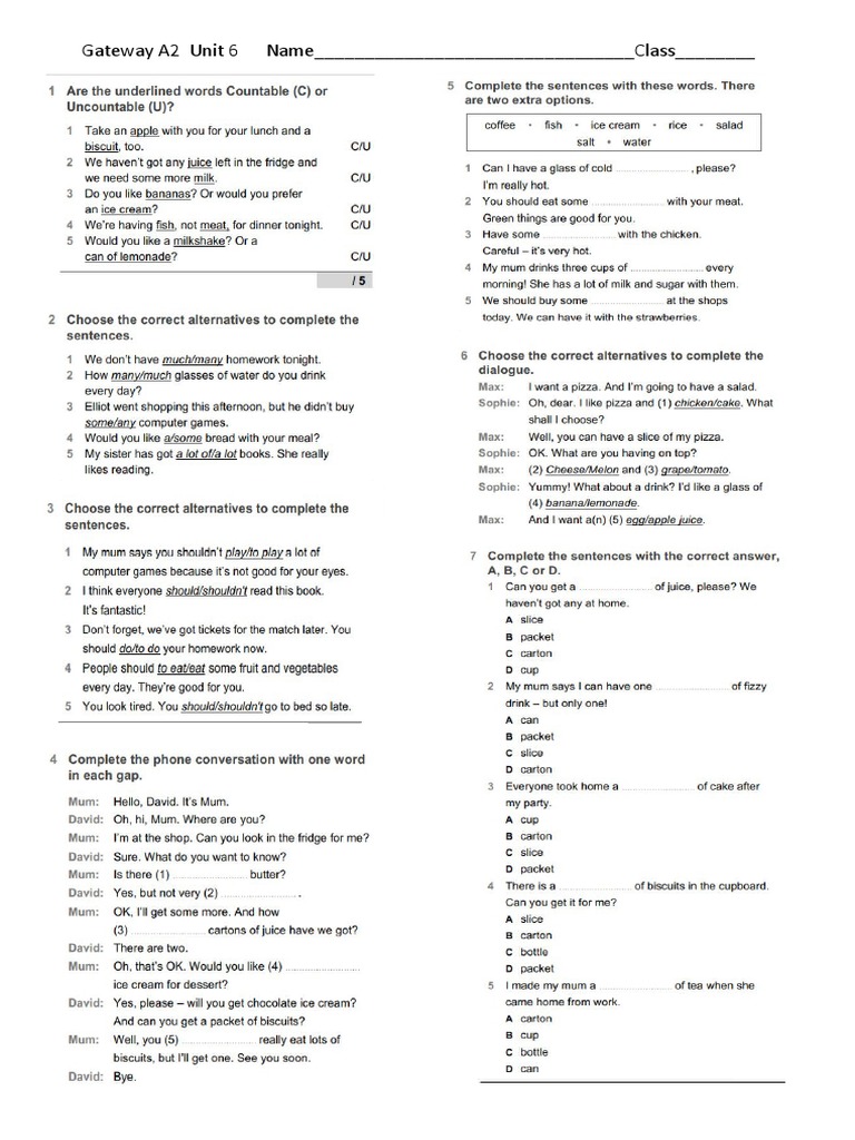 Gateway A2 Unit 6 Name - Class | PDF | Computers