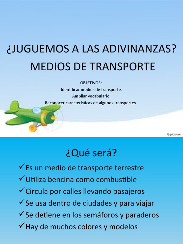 Adivinanza Transporte 1°A | PDF | Transporte | Aviación