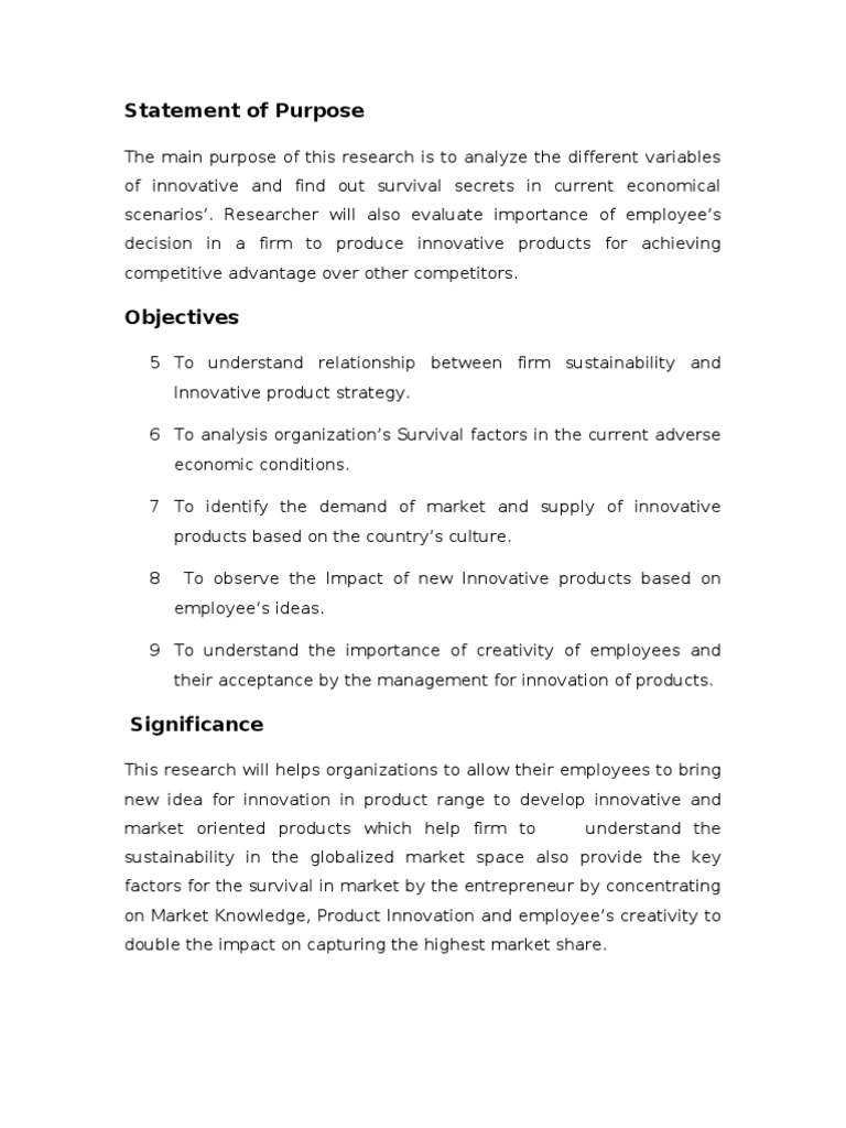 thesis on market | Innovation | Strategic Management