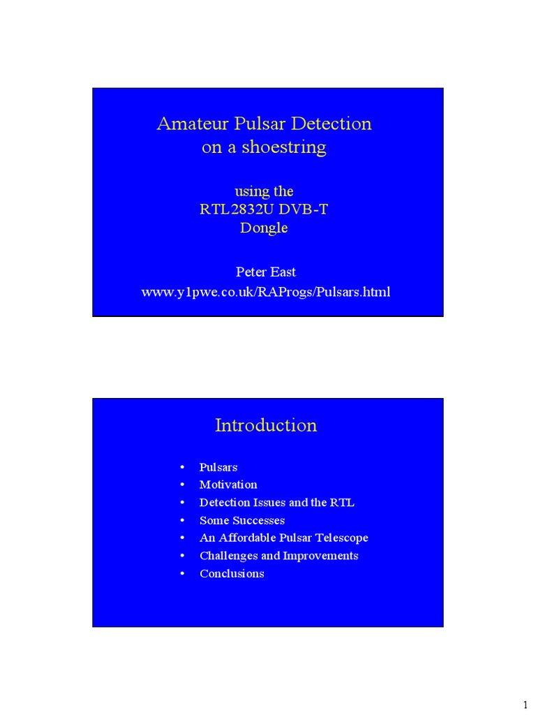 Amateur Pulsar Detection Guide | PDF | Software Defined Radio | Antenna ...
