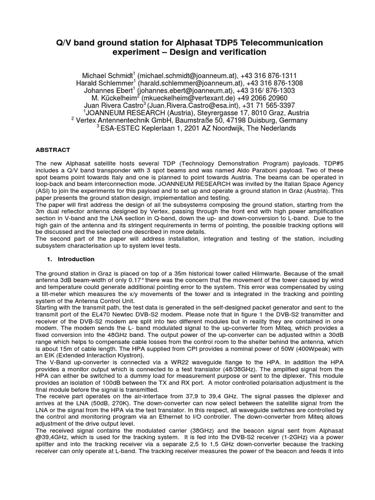 QV Band Ground Station For Alphasat | PDF | Antenna (Radio) | Decibel