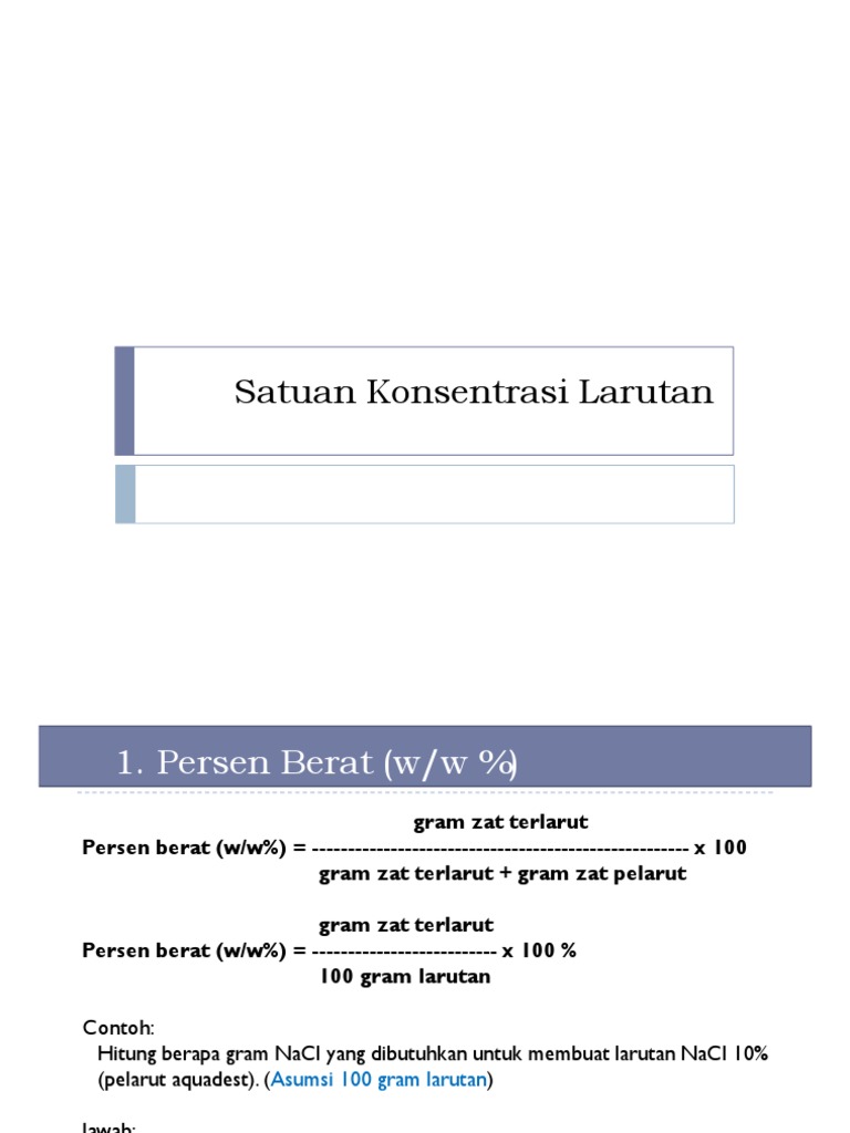 Satuan Konsentrasi Larutan | PDF