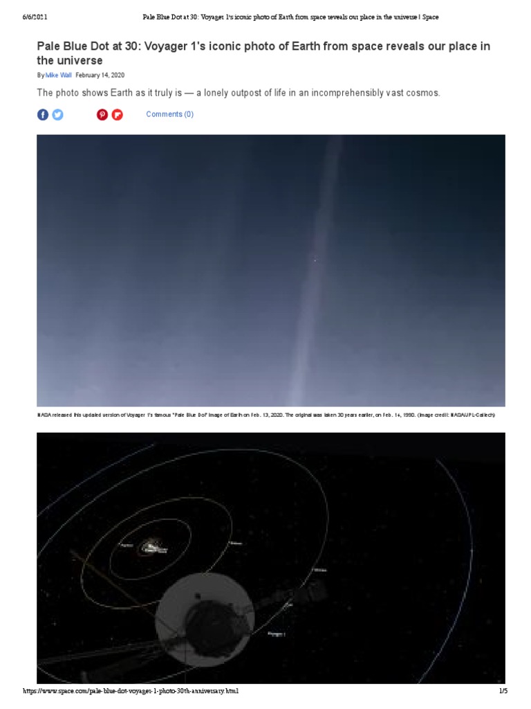 Pale Blue Dot at 30 - Voyager 1's Iconic Photo of Earth From Space ...