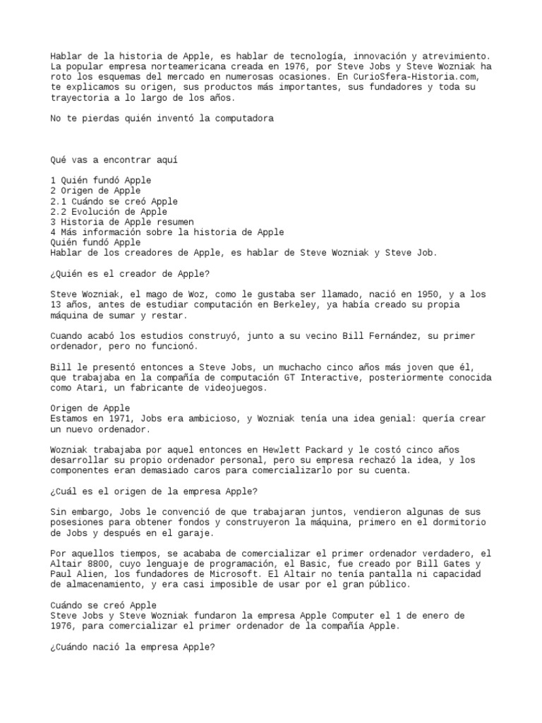 La Historia de Apple | PDF | Macintosh | Apple Inc.
