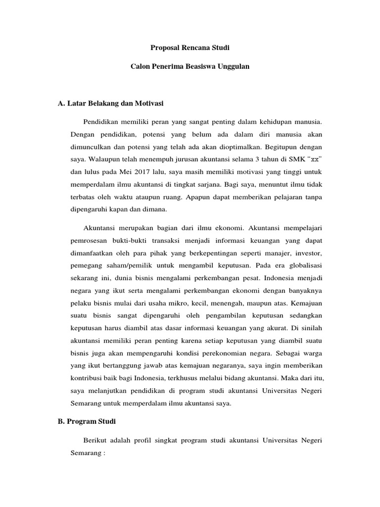 Contoh Proposal Beasiswa Unggulan | PDF