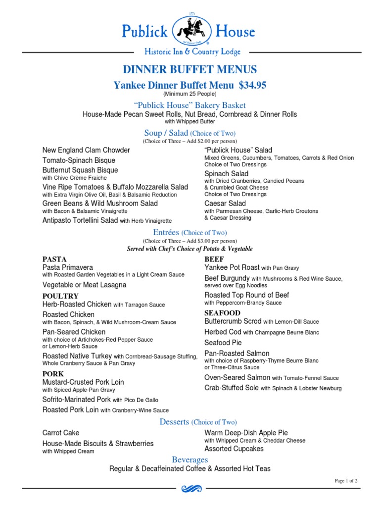 8 Dinner Buffet Menus | PDF | Salad | Sauce