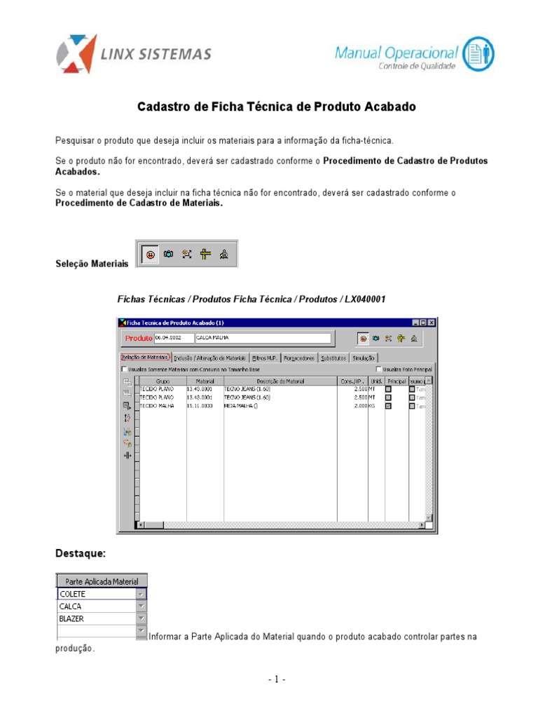 2.1 - Ficha Técnica de Produto Acabado-1 | PDF | Informática