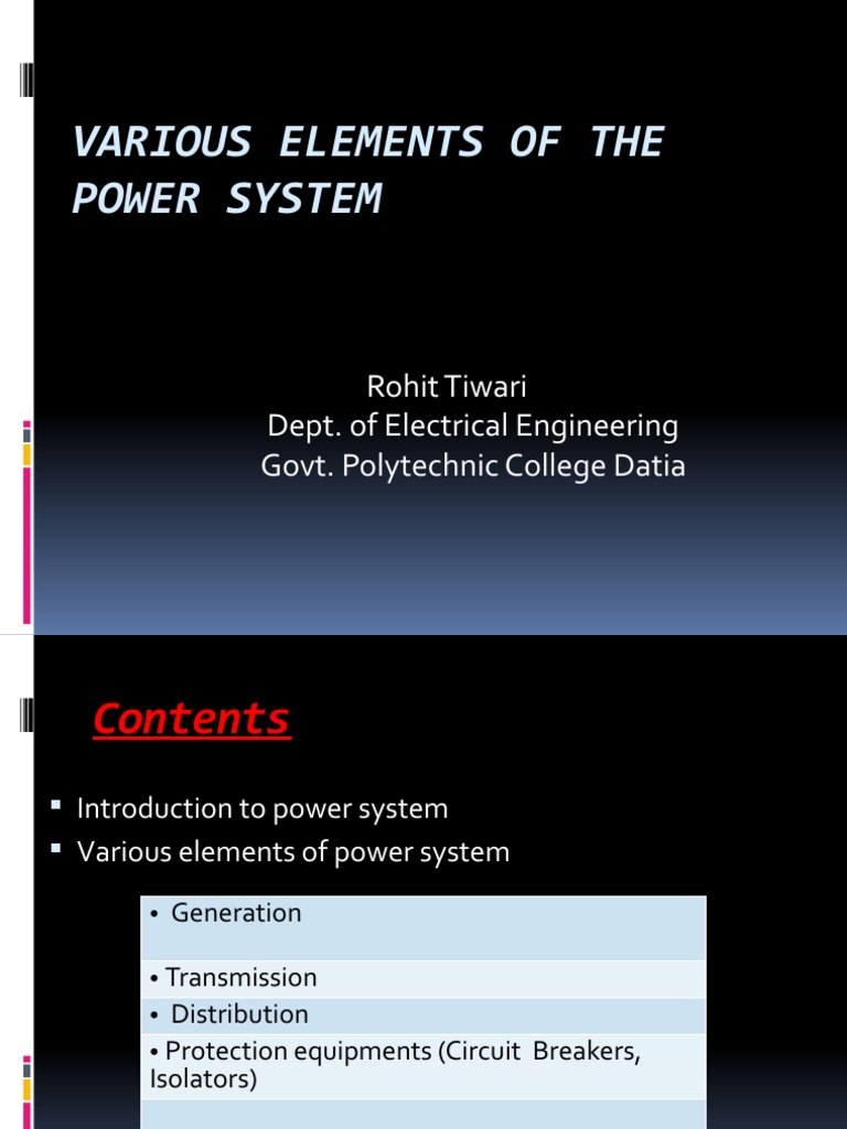 Various Elements of The Power System | PDF | Electrical Substation ...