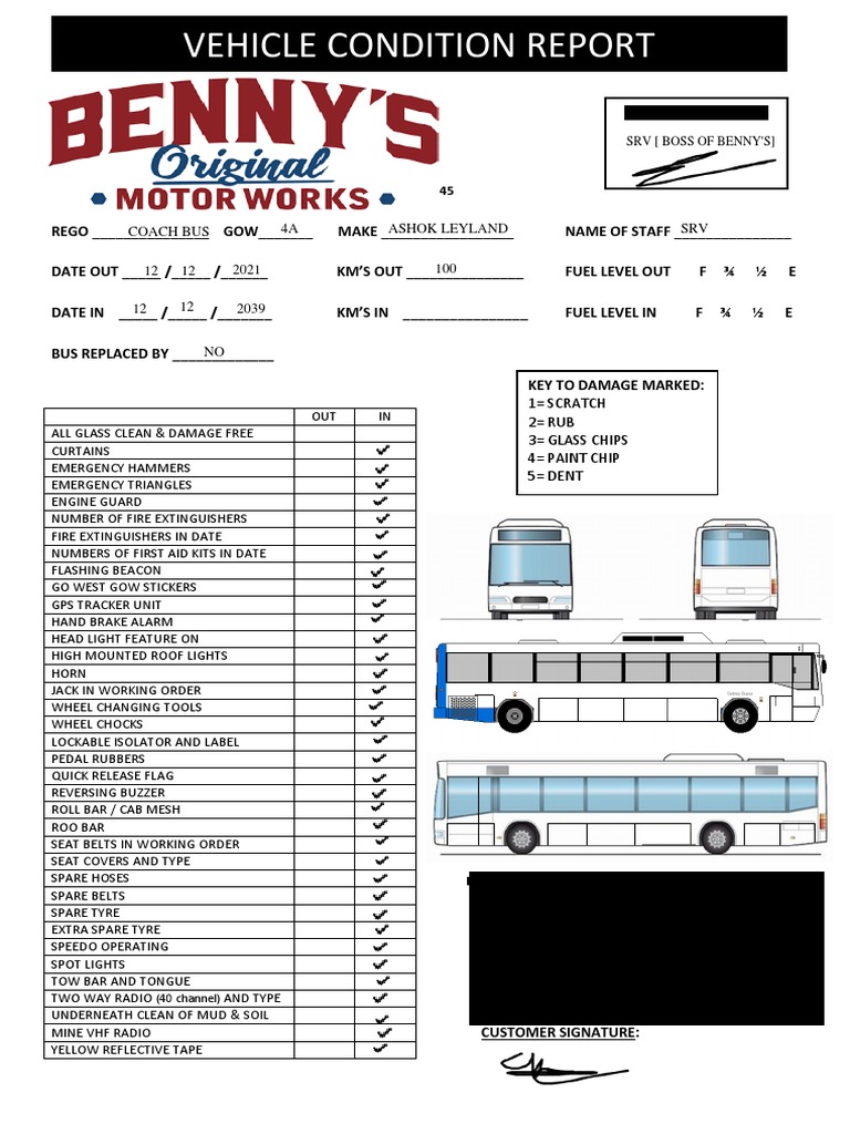 Vehicle Condition Report Template Cowest Tours | PDF | Vehicles | Transport