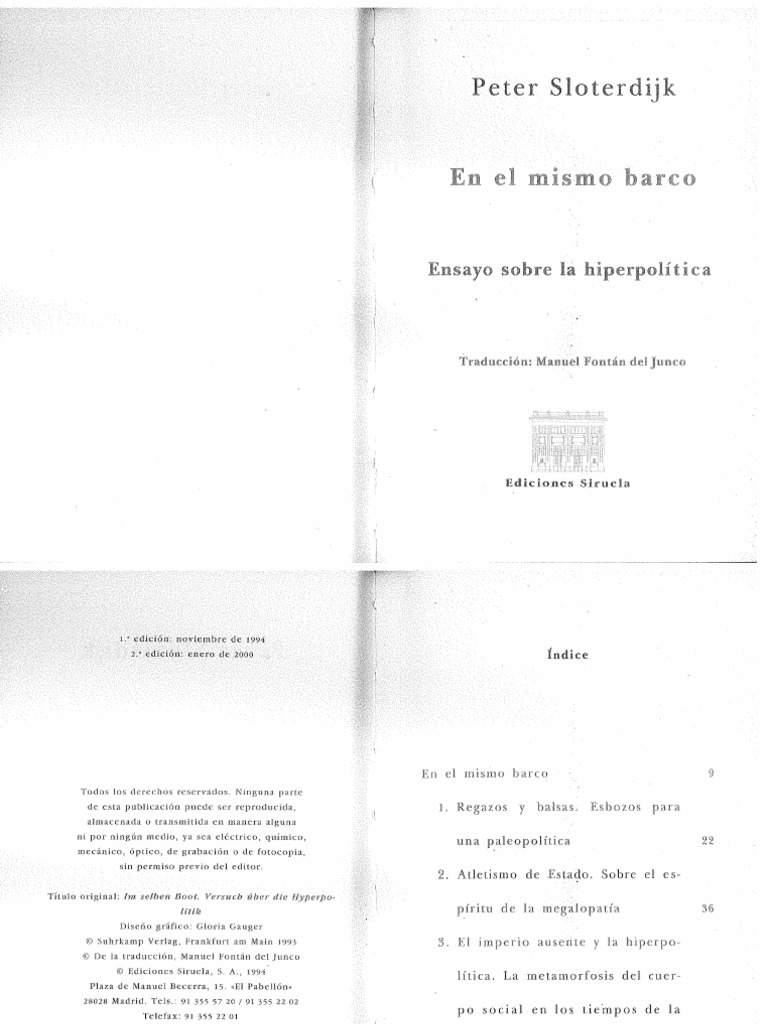SLOTERDIJK, Peter - en El Mismo Barco | PDF