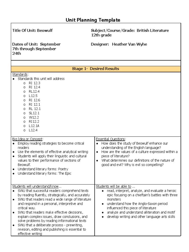 Beowulf Unit PDF | PDF | Beowulf