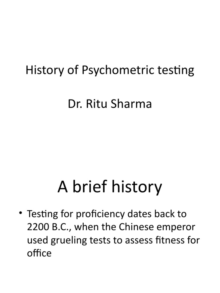History of Psychometric Testing Dr. Ritu Sharma | PDF | Psychometrics ...