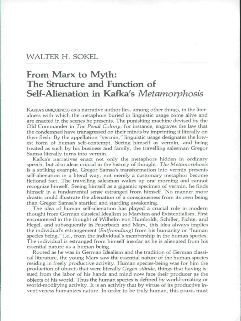 Self-Alienation in Kafka's Metamorphosis | PDF | The Metamorphosis ...