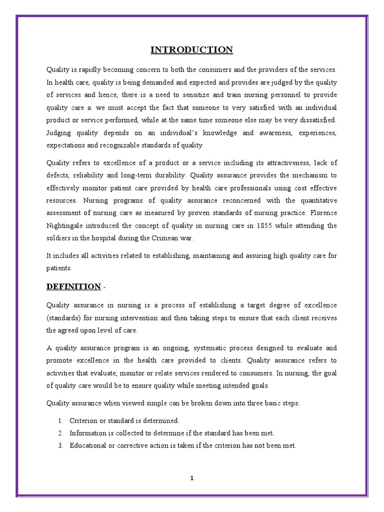 Quality Assurance | PDF | Nursing | Health Care