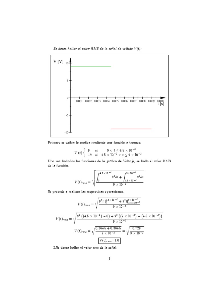 Valores RMS Ejercicios | PDF | Geometría analítica | Matemática Elemental