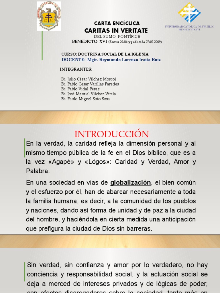 La Carta Encíclica "Caritas in Veritate | PDF | Verdad | Amor