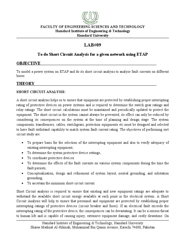 Short Circuit Analysis Using ETAP | PDF | Network Analysis (Electrical ...