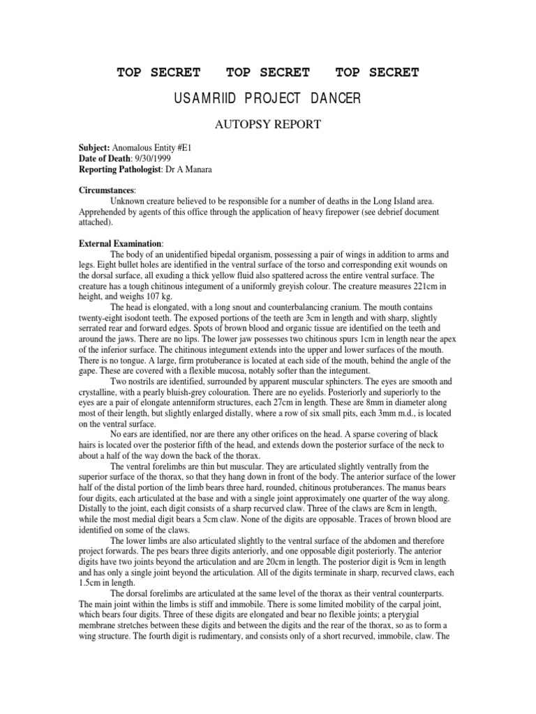 Delta Green - Autopsy of A Byakhee | PDF | Epithelium | Abdomen