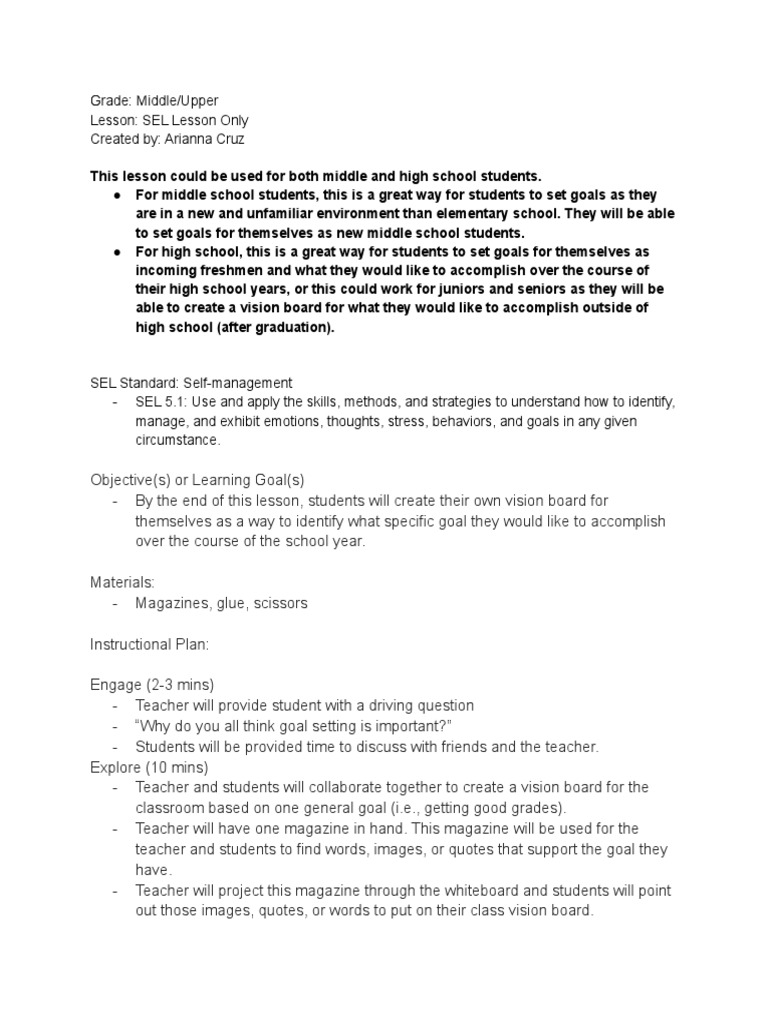 Sel For Middle School 1 | PDF | Teachers | Middle Schools