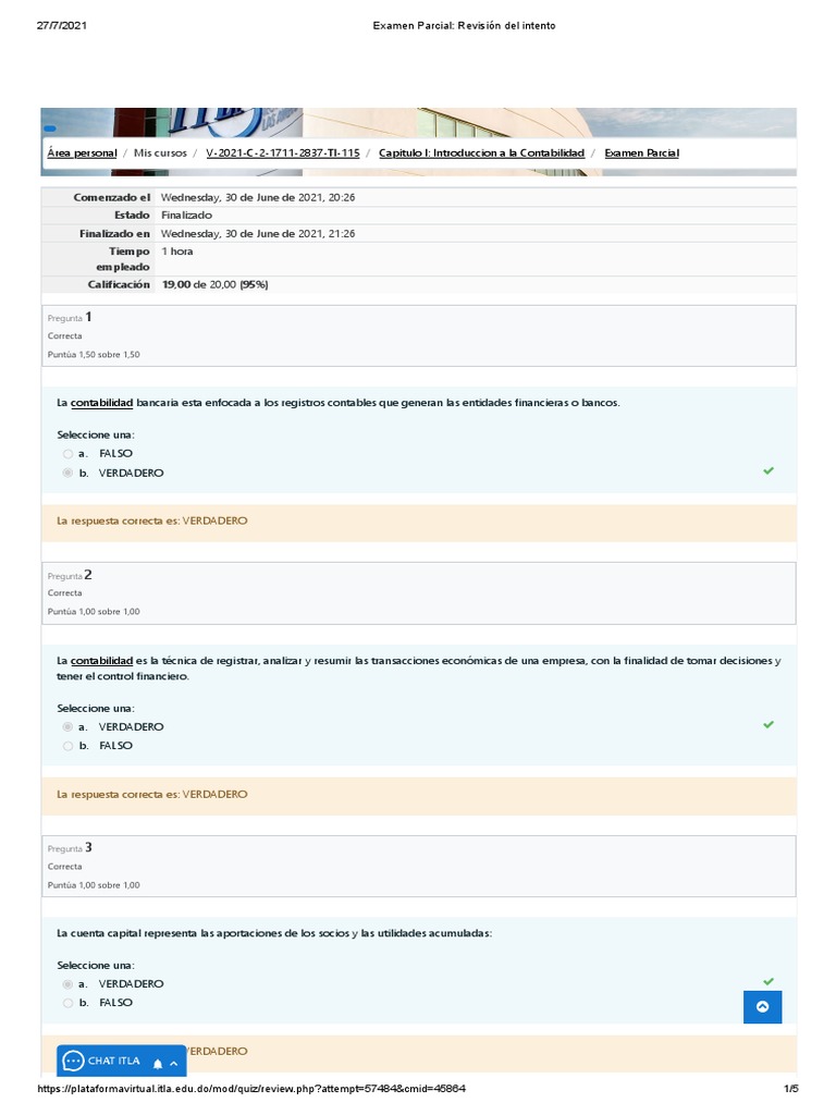 Examen Parcial - Revisión Del Intento | PDF | Contabilidad | Economias