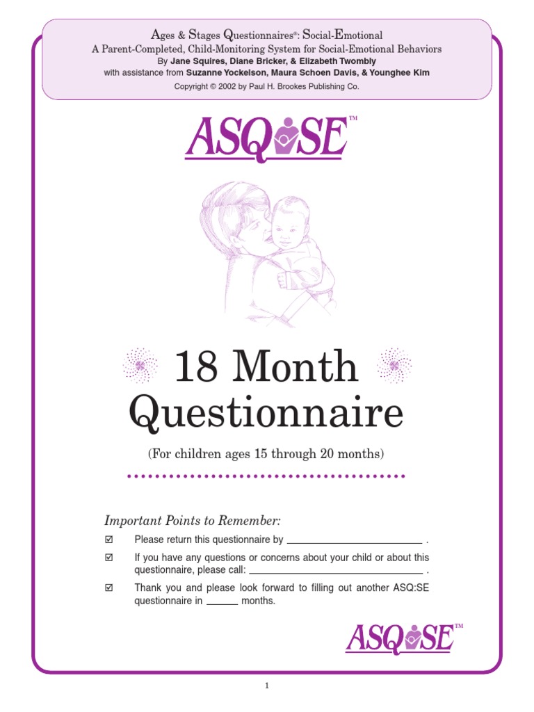 18 Month Questionnaire | PDF