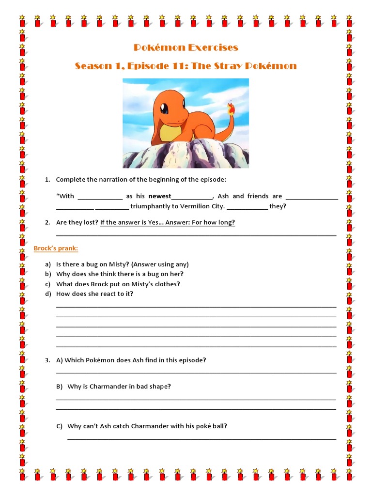 Pokémon Exercises Basic Season1Ep11 Charmander STUDENT V2 | PDF ...