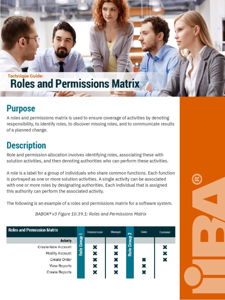 Technique Guide 6 Roles and Permissions Matrix | PDF | Business ...