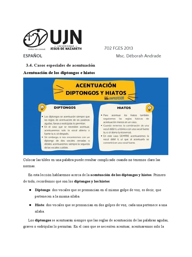 3.4 Casos Especiales de Acentuación | PDF | Voz humana | Fonética