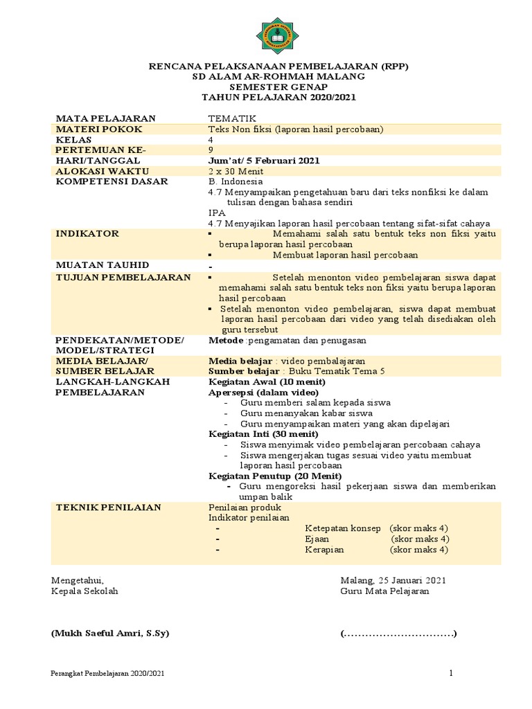 RPP Tema 5.5 Bin-Ipa | PDF