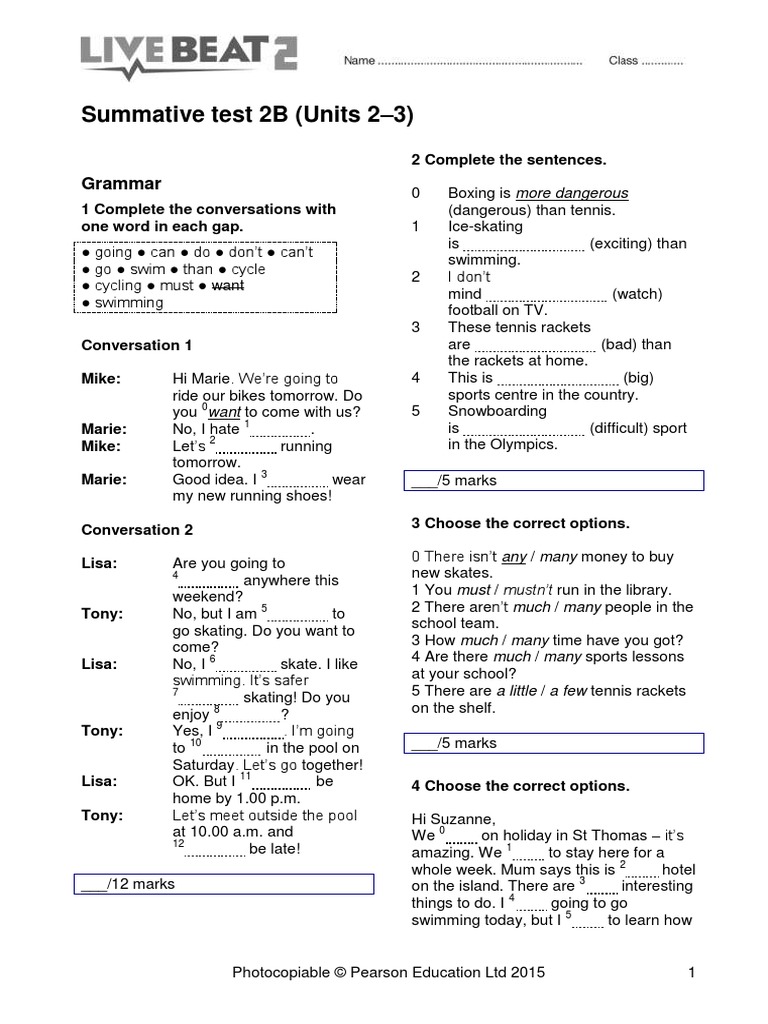 Live Beat 2 - Summative Test 2B | PDF