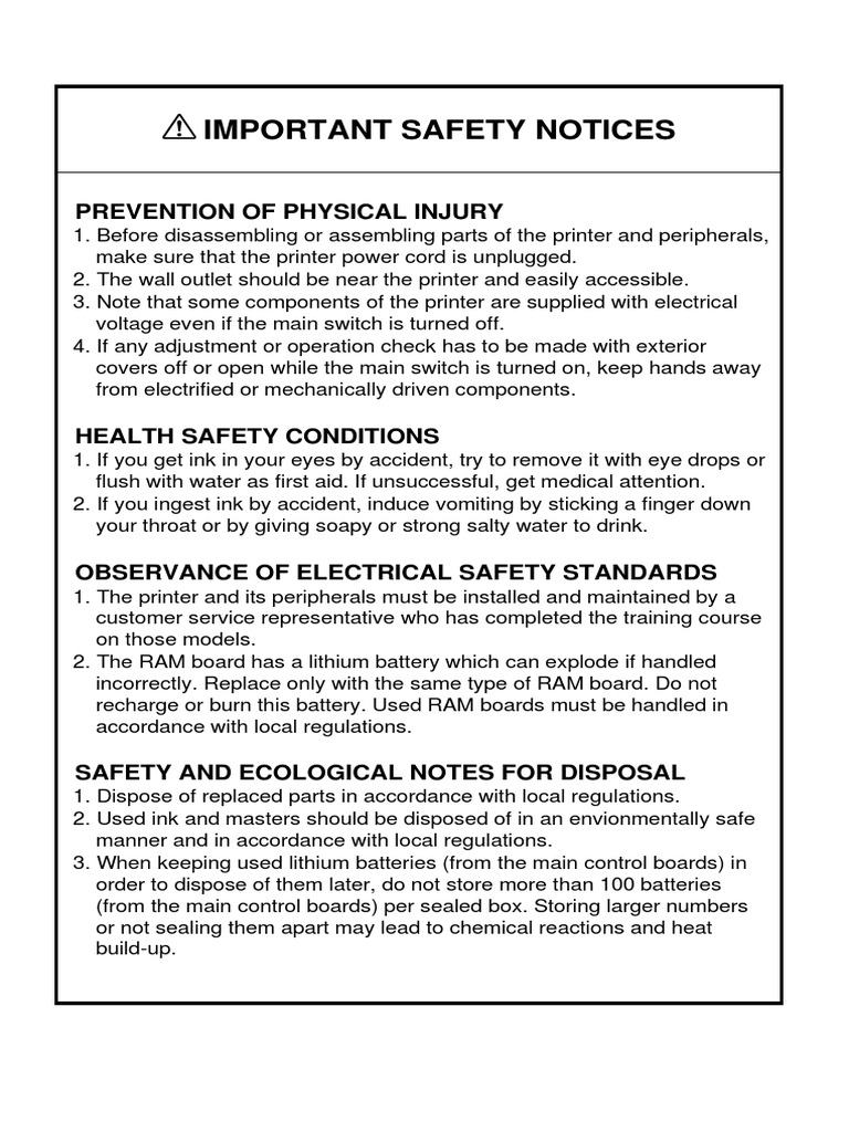 Important Safety Notices: Prevention of Physical Injury | PDF | Image ...
