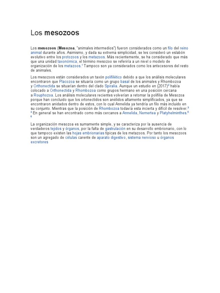Mesozoos: Taxón Polifilético y Evolución | PDF | Ciencias sociales