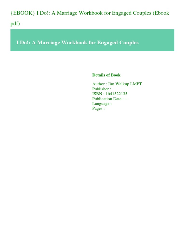 (EBOOK) I Do!: A Marriage Workbook For Engaged Couples (Ebook PDF | PDF