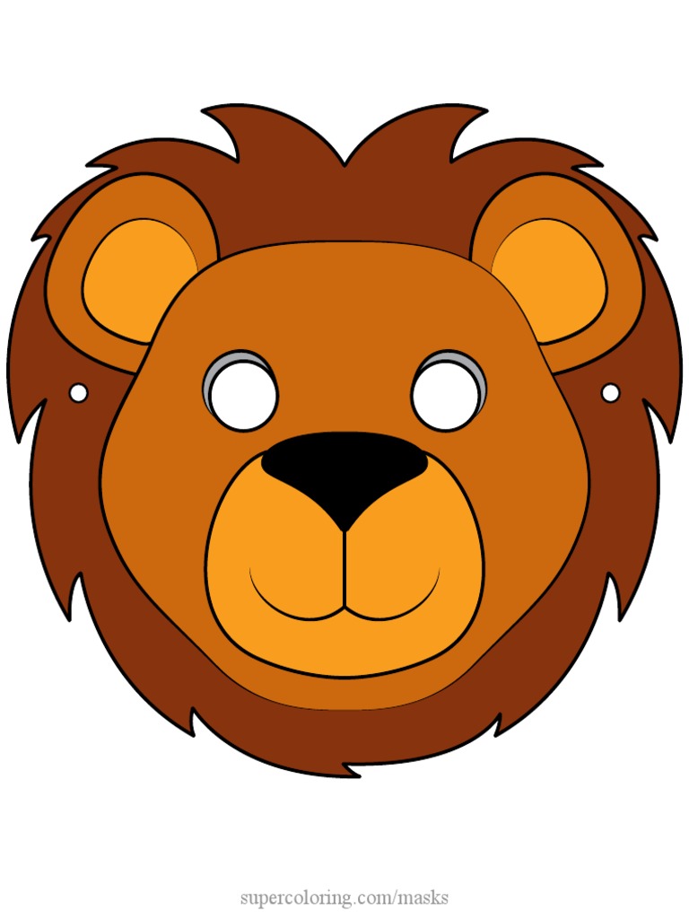 Lion Mask Colored Template BW Paper Craft | PDF