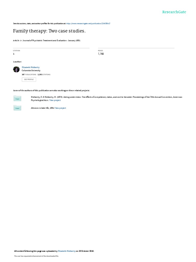 Family Therapy Two Case Studies | PDF | Psychotherapy | Family Therapy