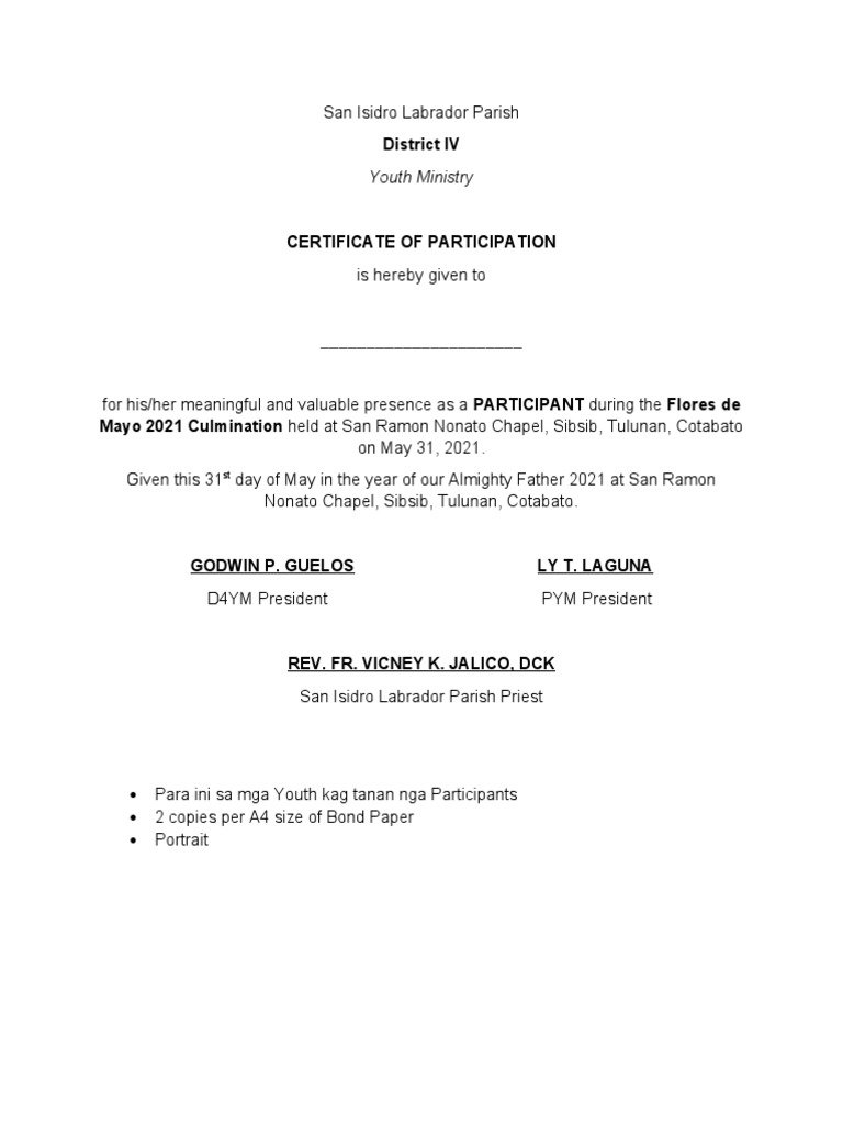 Certificate | PDF | Worship | Religious Behaviour And Experience