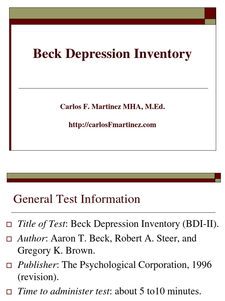 Beck Depression Inventory Overview | PDF | Major Depressive Disorder ...